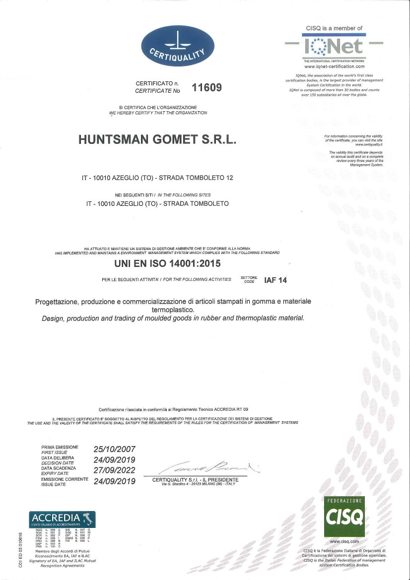 Qualità / EHS - Huntsman Gomet